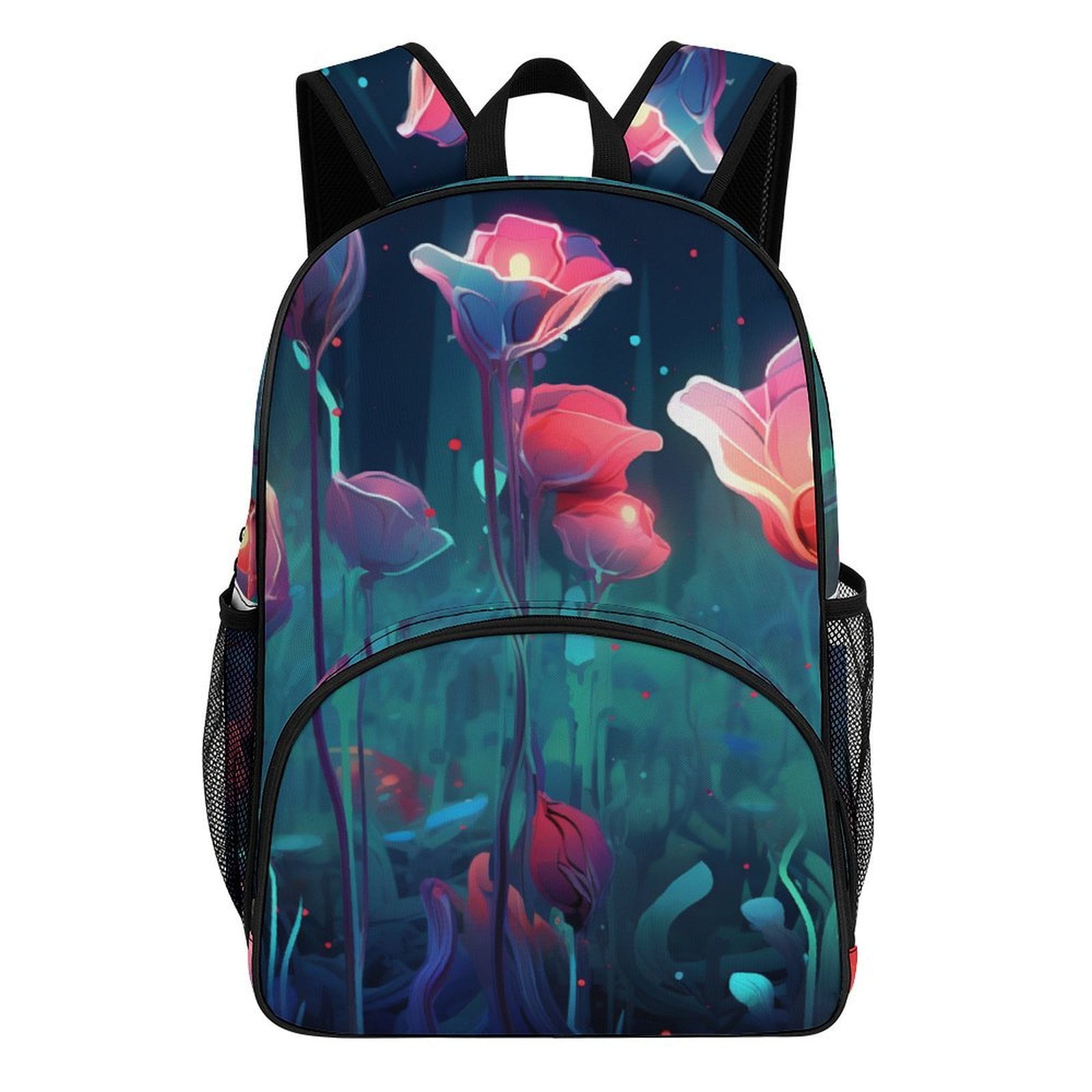 Fantasy Blue Flower Butterfly Teenage Backpack Middle Students Bookbag ...