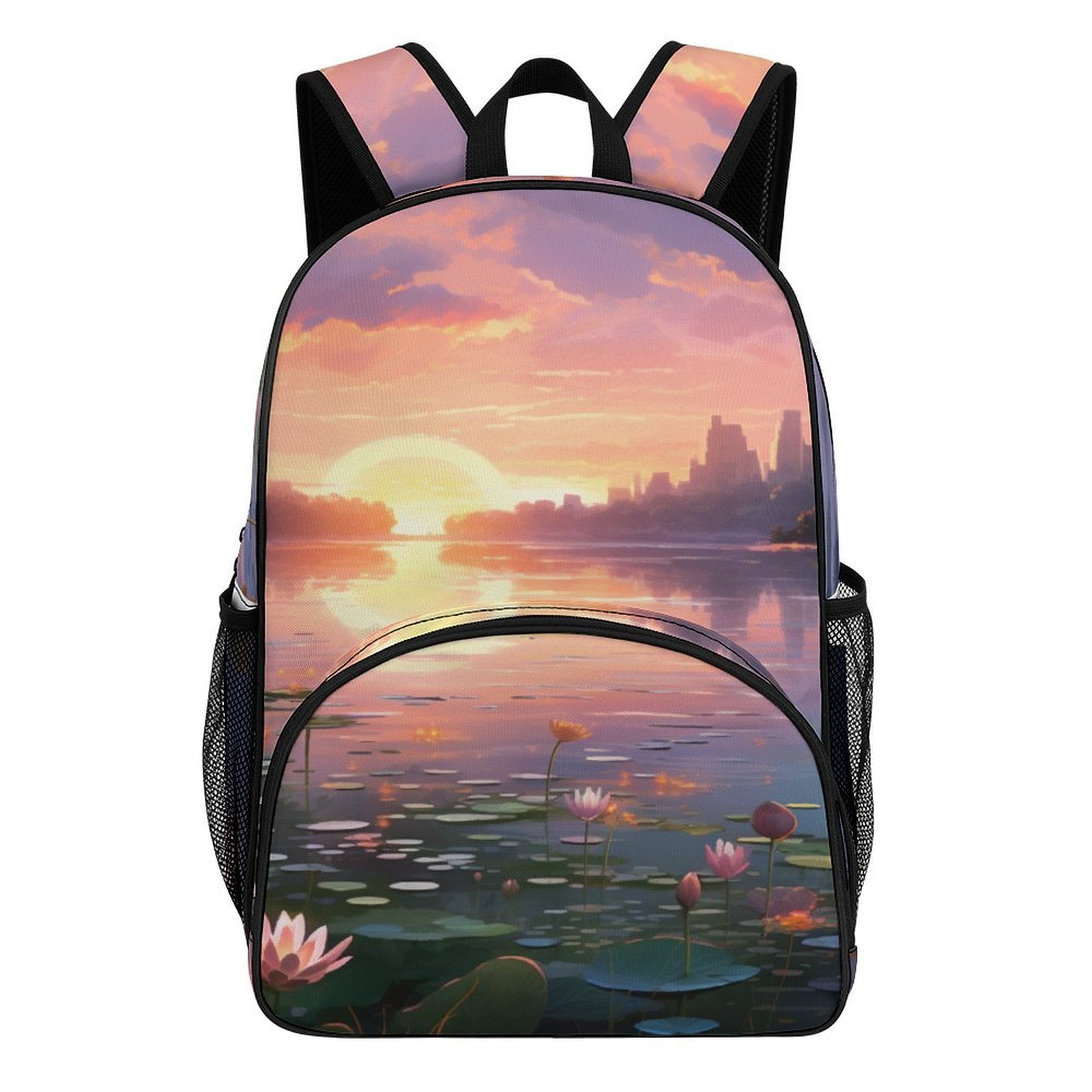 Fantasy Blue Flower Butterfly Teenage Backpack Middle Students Bookbag ...