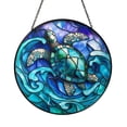 Fantasy Blue Turtle Faux Stained Glass Window Decor – Handmade Hanging ...