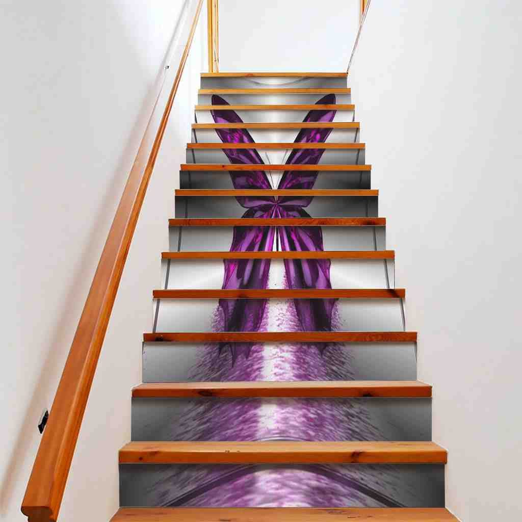 Fantasy Butterflies Stair Stickers Blue Butterfly Staircase Decals ...