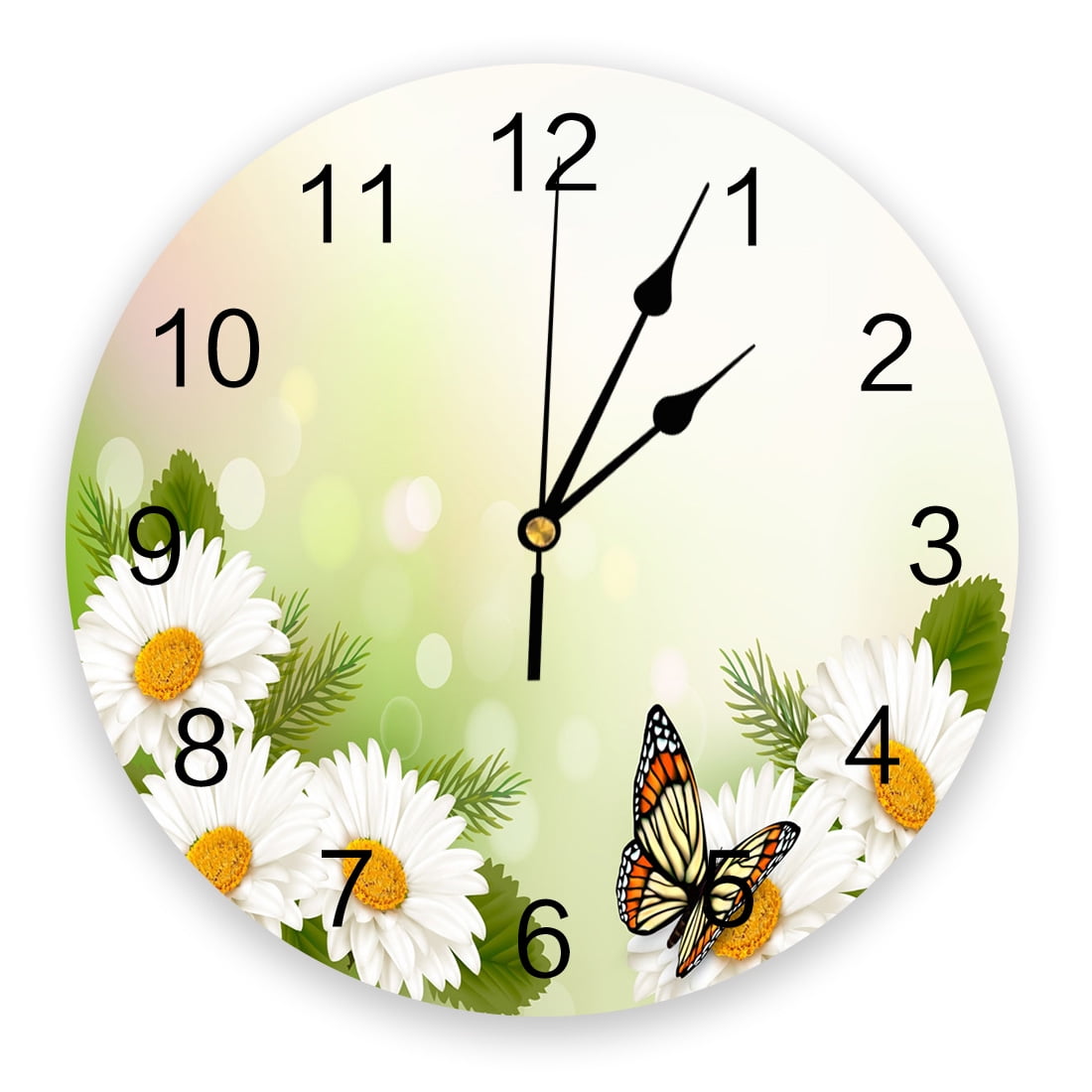 Fantasy Butterfly Animal Flower Decorative Round Wall Clock Custom ...