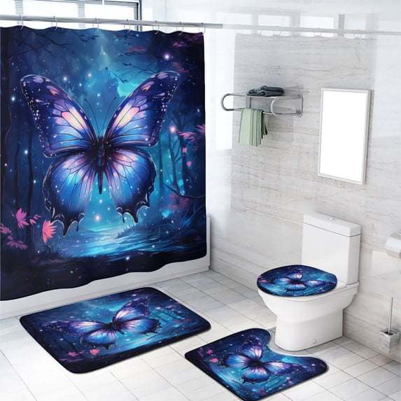 Fantasy Butterfly Bathroom Sets with Shower Curtain and Rugs and ...