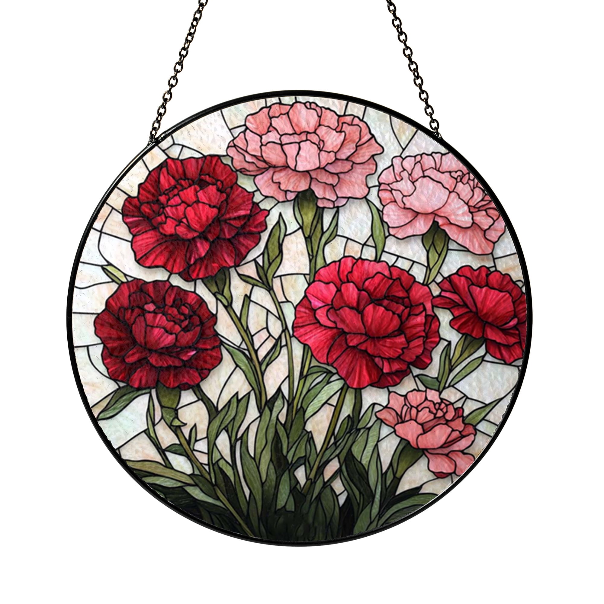 Fantasy Carnation Stained Glass Style Window Suncatcher, Elegant Flower ...