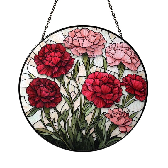 Fantasy Carnation Stained Glass Style Window Suncatcher, Elegant Flower ...