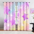 Fantasy Cartoon Kids Blackout Curtains, Abstract Purple Star Print ...