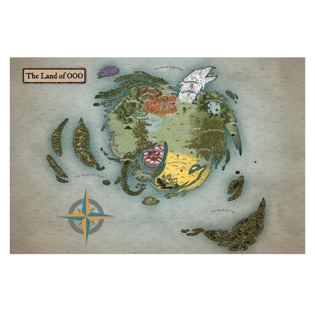 Fantasy Cartoon Map Poster Land of Ooo Region Print Whimsical Animation ...