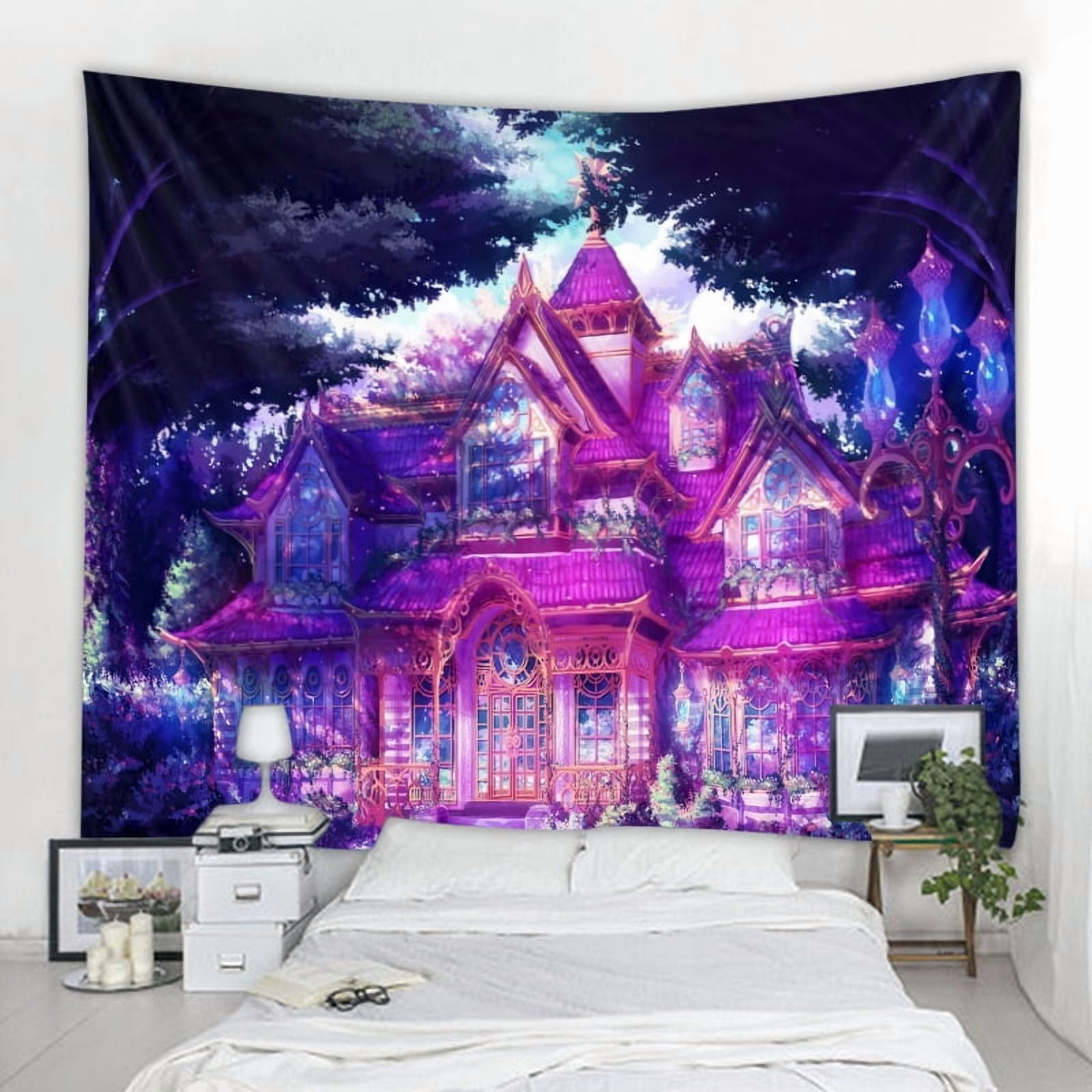 Fantasy Castle Architecture Scenery r Tapestry Wall Art Boho Bedroom ...