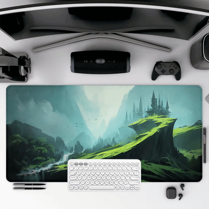 Fantasy Castle Landscape Mouse Pad 35.4 x 15.8 inches Rubber Desk Mat ...