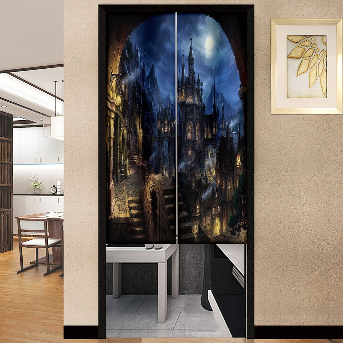 Fantasy Castle Print Door Curtain Traditional Chinese Panel Japanese ...