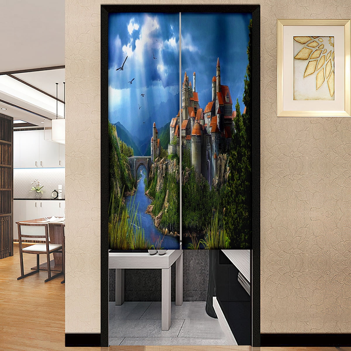 Fantasy Castle Print Door Curtain Traditional Chinese Panel Japanese ...