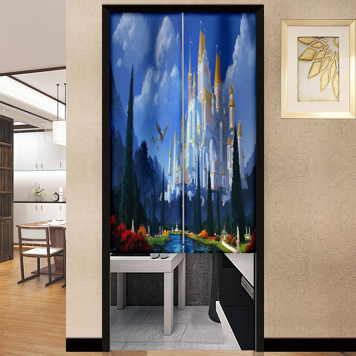 Fantasy Castle Tree Door Curtain Japanese Short Noren Partition Kitchen ...