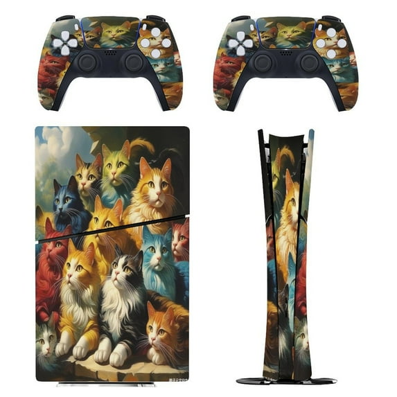 Fantasy Cats Family PS5/PS5 Slim Digital Disc Skin Sticker For Console ...