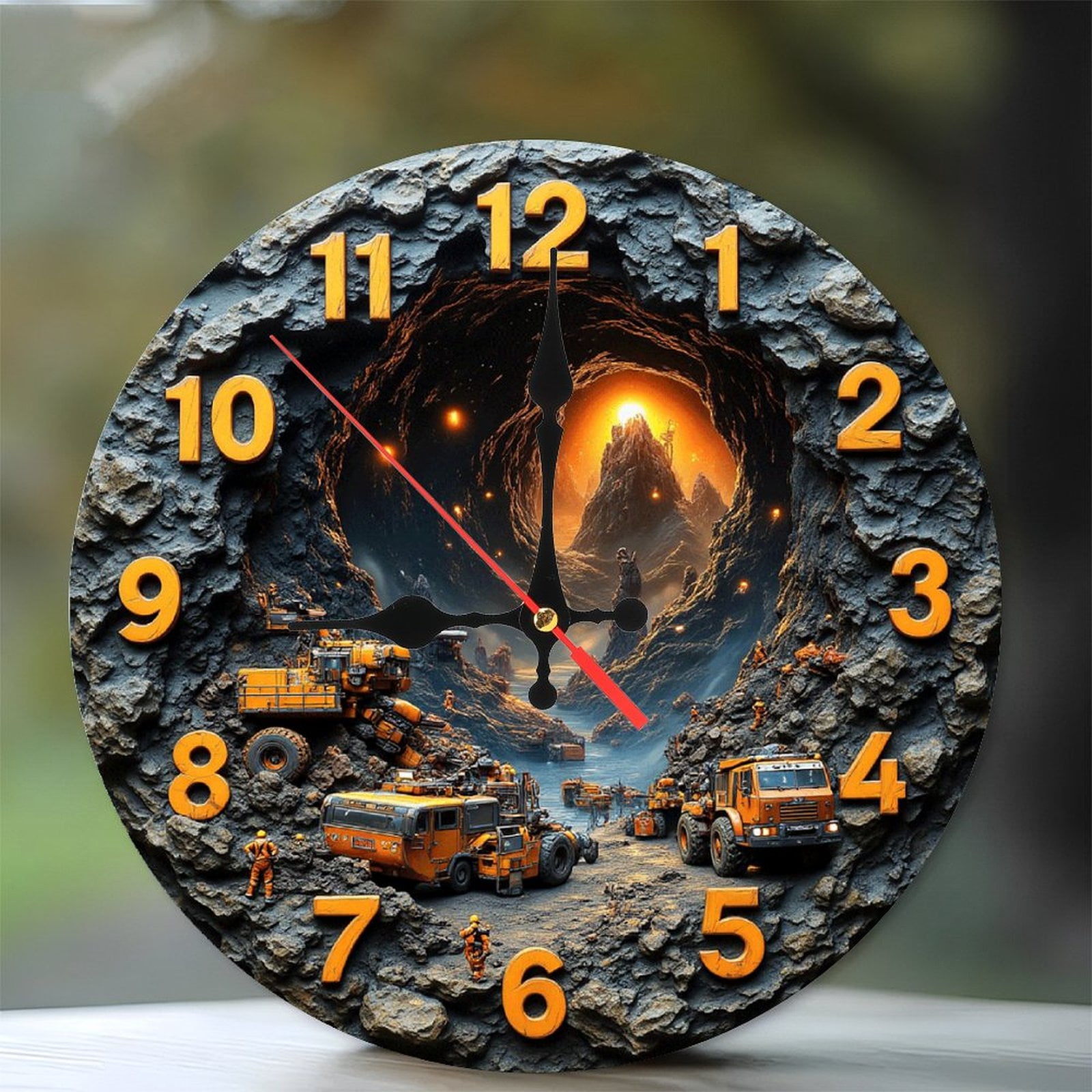 Fantasy Cave Mining Clock Wall Art Decor 10-Inch Silent Wooden Wall ...