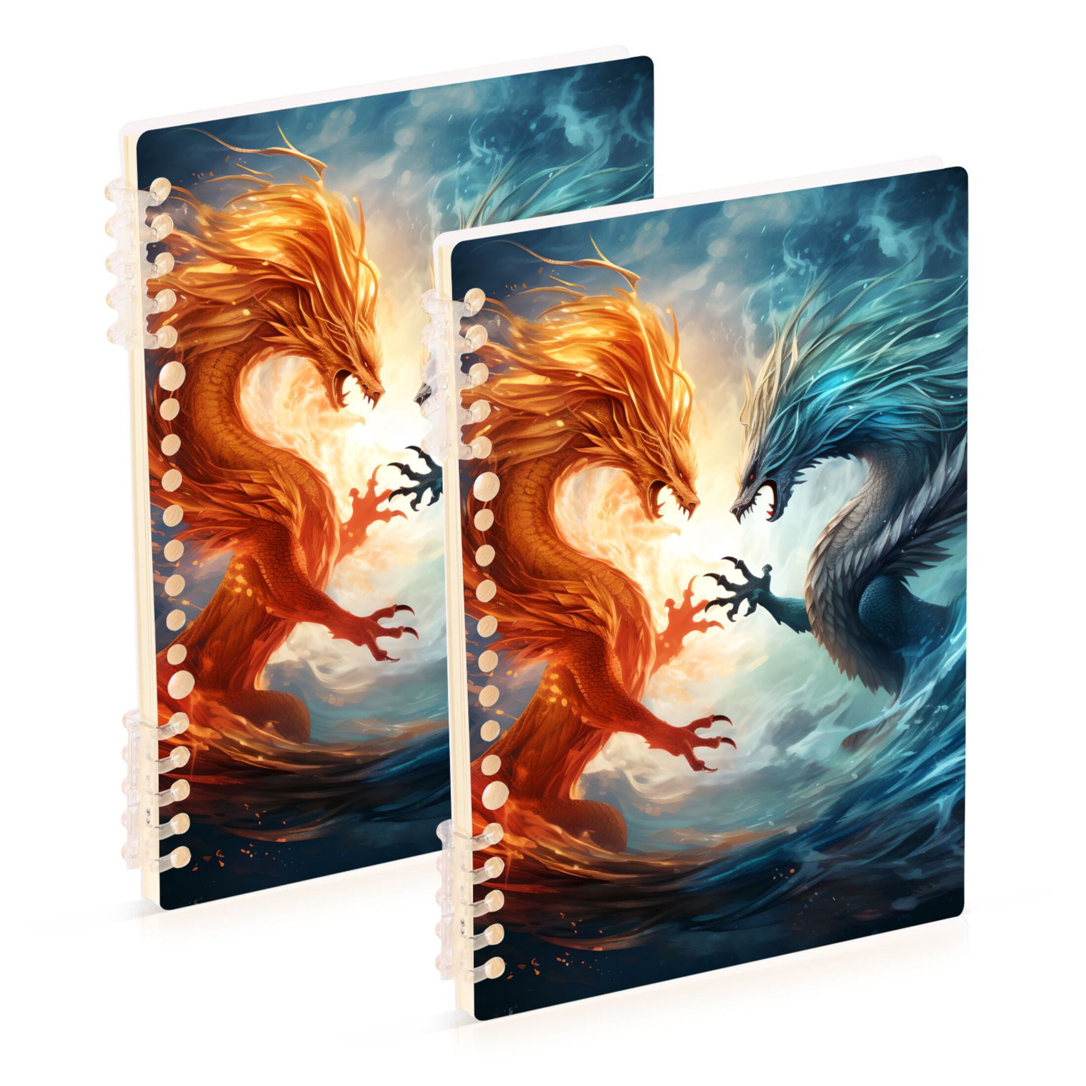 Fantasy Chinese Dragon Battle 2 Pcs Spiral Notebooks 60 Sheets 120 ...