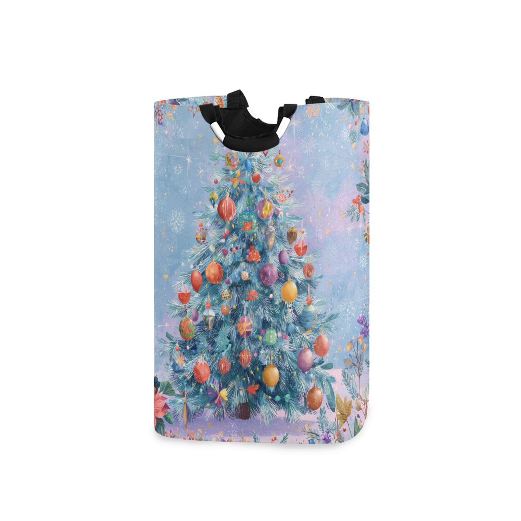 Fantasy Christmas Tree Hand Painted Laundry Basket with Handles ...