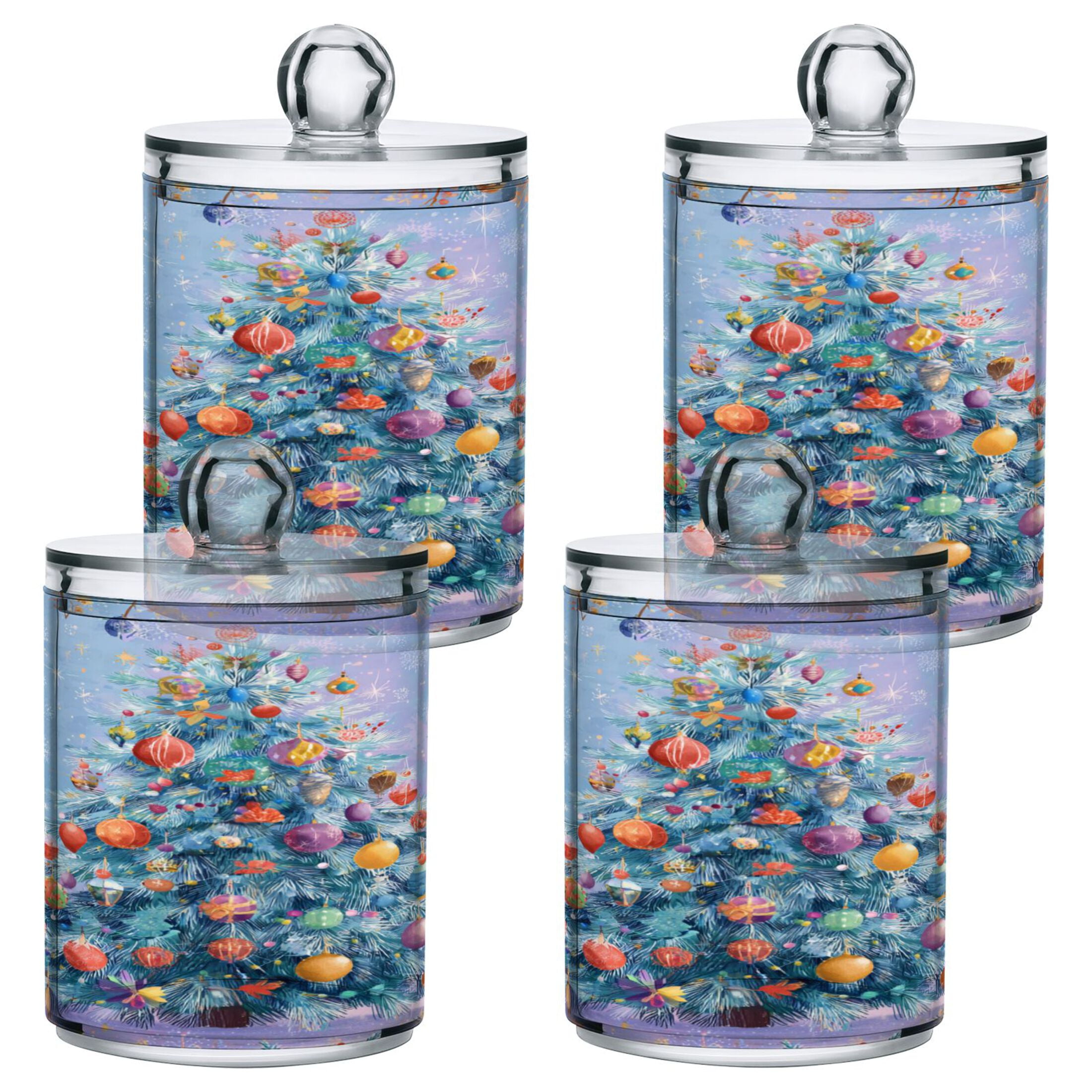 Fantasy Christmas Tree Hand Painted Translucent Plastic Cans Storage ...