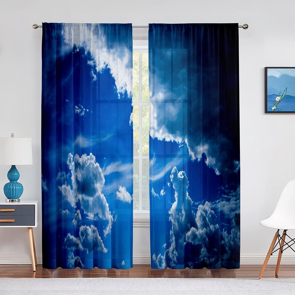 Fantasy Clouds Pink Purple Blue Tulle Curtains for Living Room rations ...