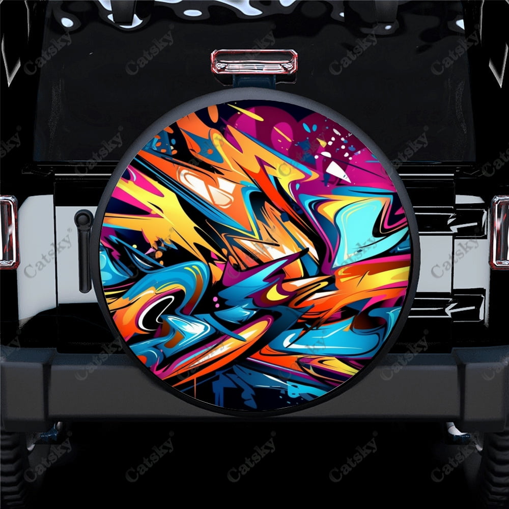 Fantasy Colorful Graffiti Polyester Universal Spare Wheel Tire Cover ...