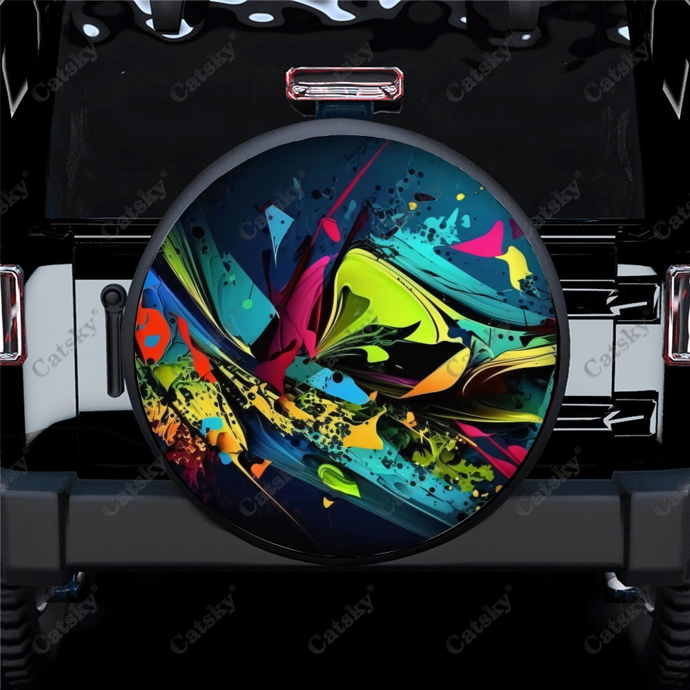 Fantasy Colorful Graffiti Polyester Universal Spare Wheel Tire Cover ...