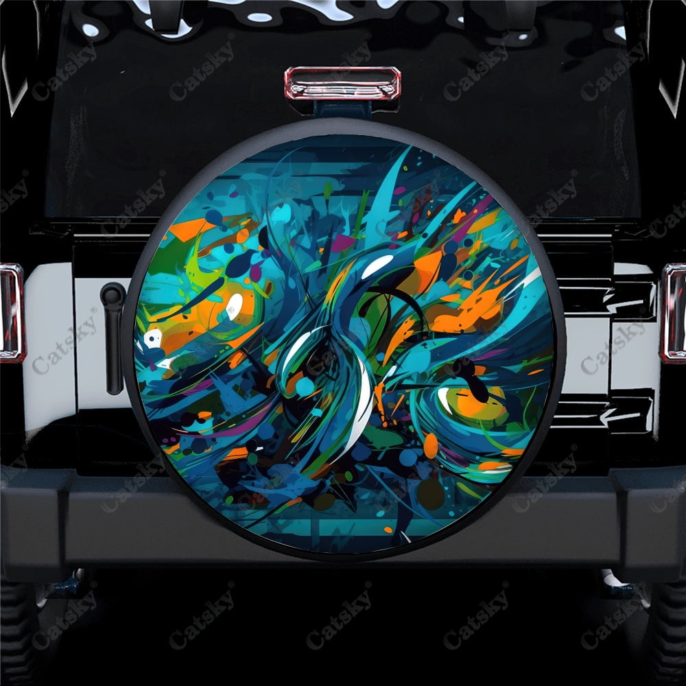 Fantasy Colorful Graffiti Polyester Universal Spare Wheel Tire Cover ...