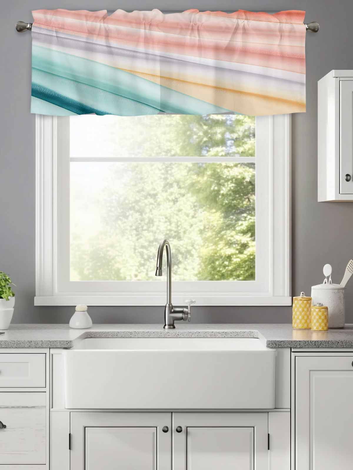 Fantasy Colorful Stripe Seamless Valances for Windows,Kitchen Valance ...