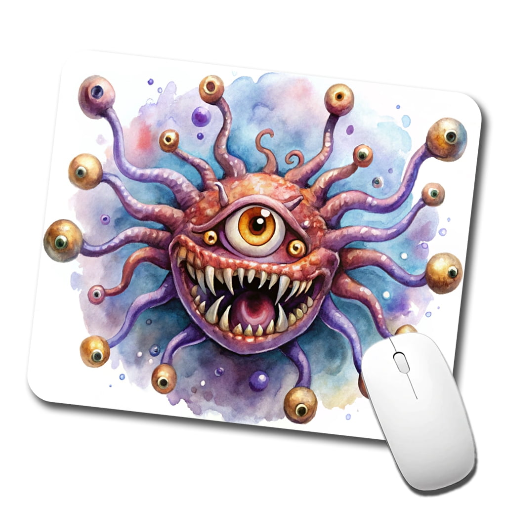 Fantasy Creature Monster Beholder Watercolor Mouse Pad Low Profile ...