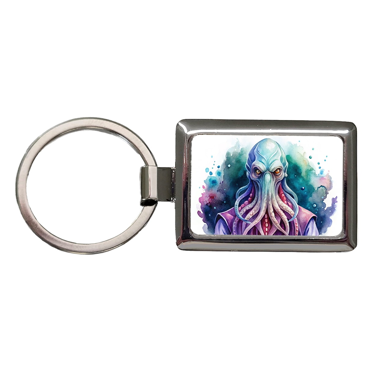 Fantasy Creature Monster Illithid Watercolor Metal Rectangle Keychain ...