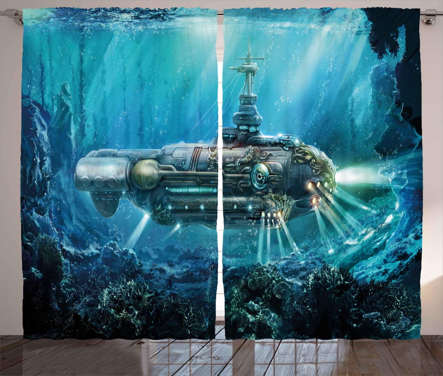 Fantasy Curtains 2 Panels Set, Science Fiction Inspired Submarine ...
