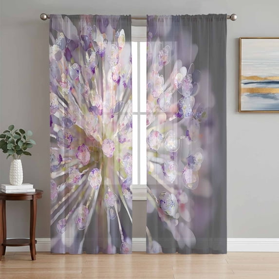 Fantasy Dandelion Sheer Curtains 72 Inch Length 2 Panels Set Window ...