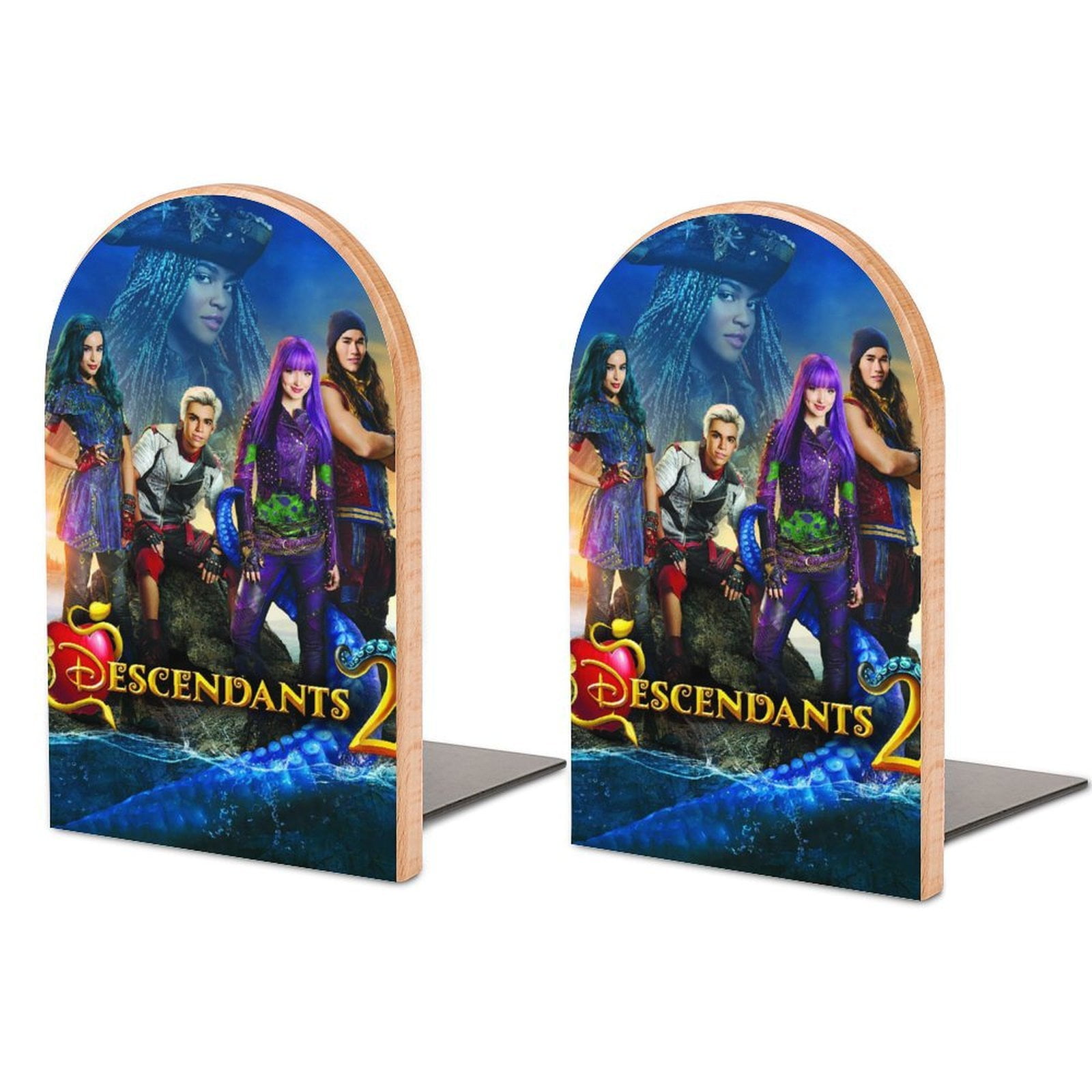 Fantasy Descendants Bookends Wood Book Divider Decor Shelves Non-Skid ...