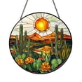Fantasy Desert Sunset Cactus Stained Glass Window Decor – Handmade ...