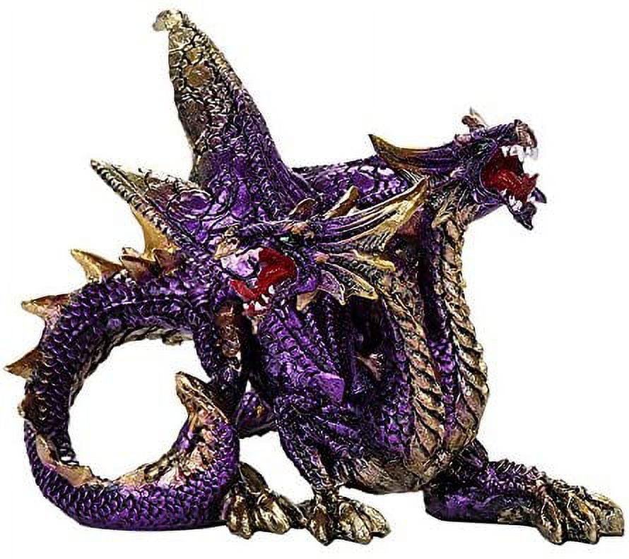 Fantasy Double Headed Ferocious Dragons Figurine 6.25"L (Metallic ...