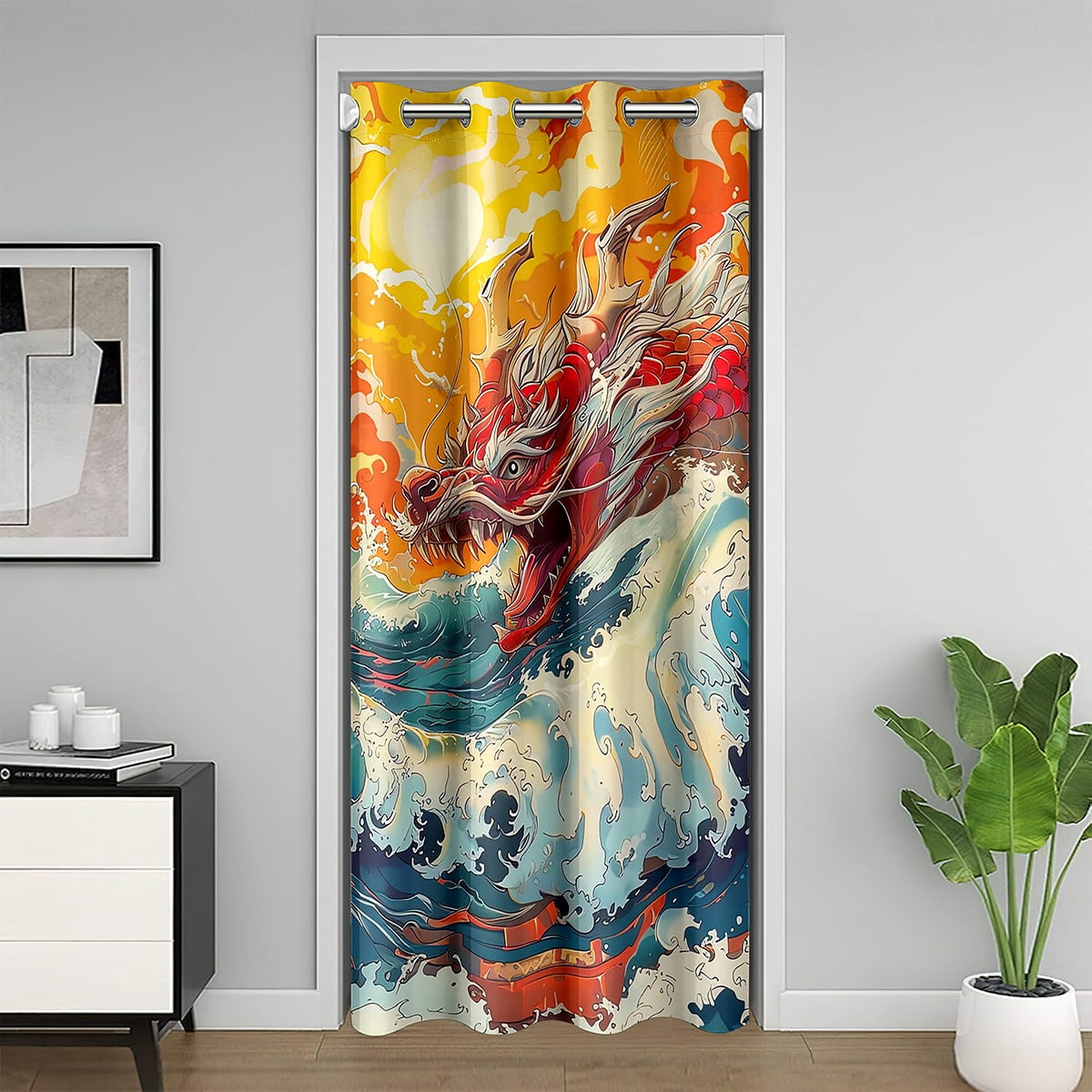 Fantasy Dragon Blackout Curtain 42"W X 84"L for Bedroom,Oil Painting ...