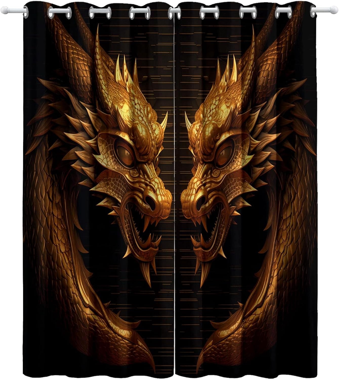 Fantasy Dragon Blackout Curtains, Dark Surreal Art Window Drapes for ...