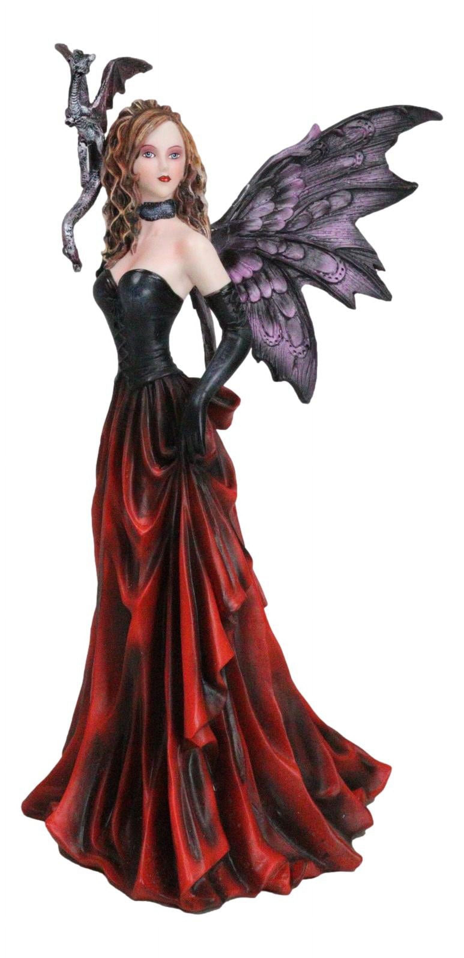 Fantasy Dragon Mother Red Gowned Fairy Queen With Pixie Dragonling ...