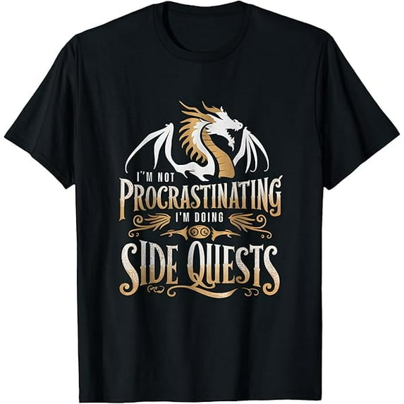 Fantasy Dragon Quote Side Quests Front Print Gamer RPG Aesthetic ...