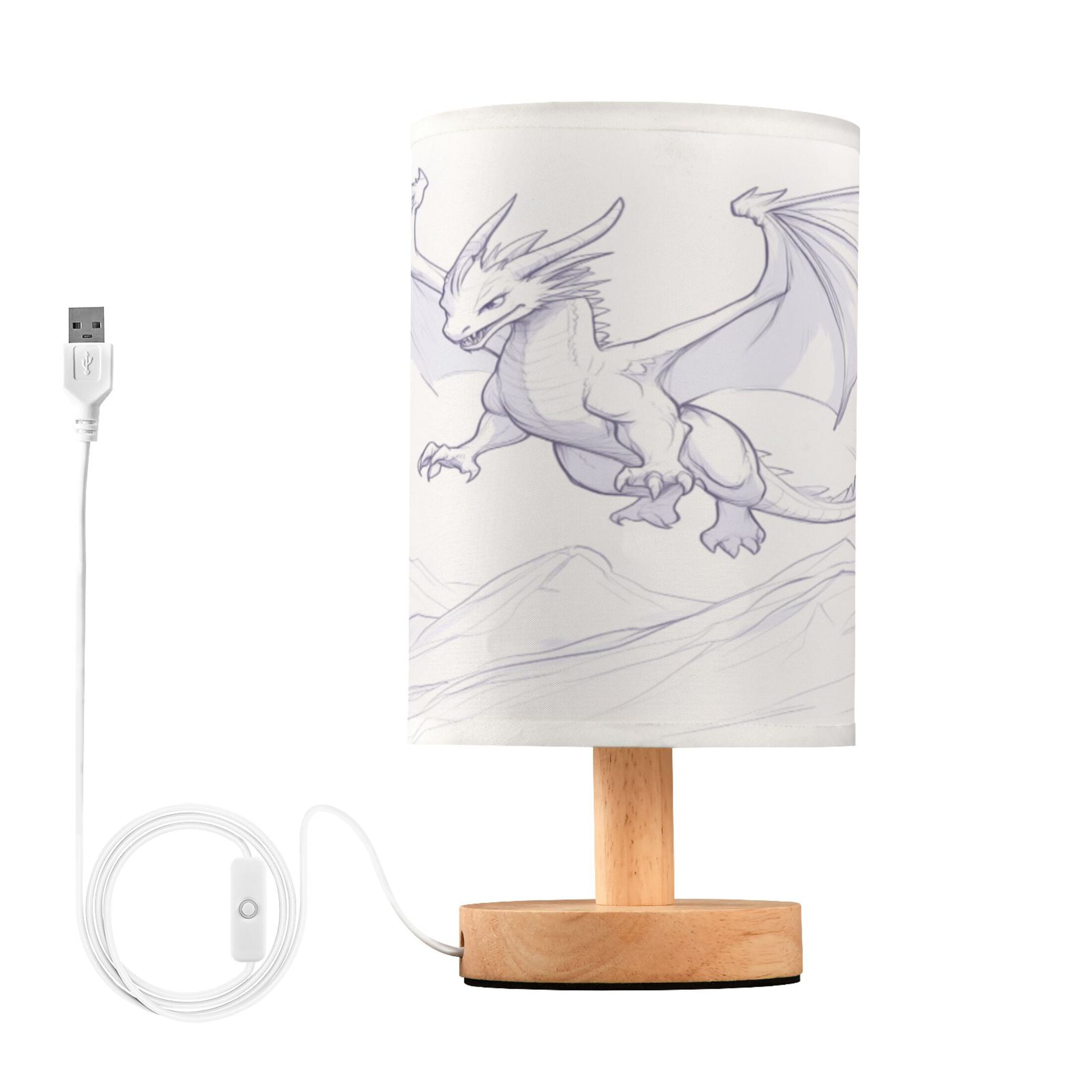Fantasy Dragon USB Powered Canvas Shade Desk Lamp LED Light with Stable ...
