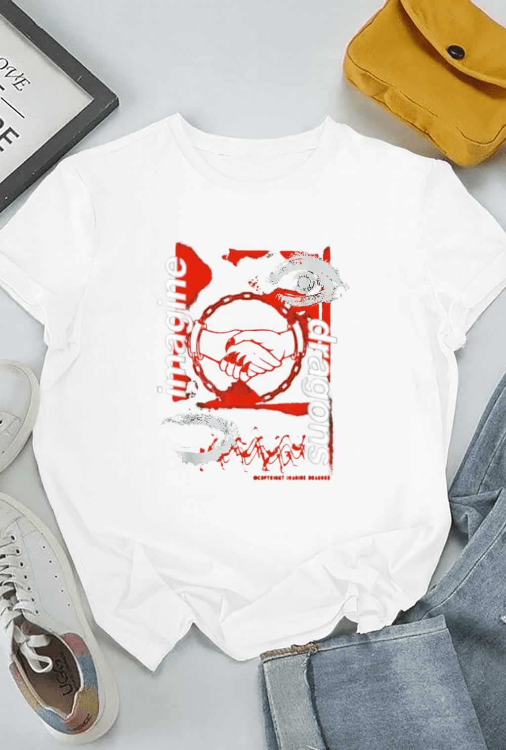 Fantasy Dragons Band Handshake Graphic Rock Music Fan up to Size 5XL ...