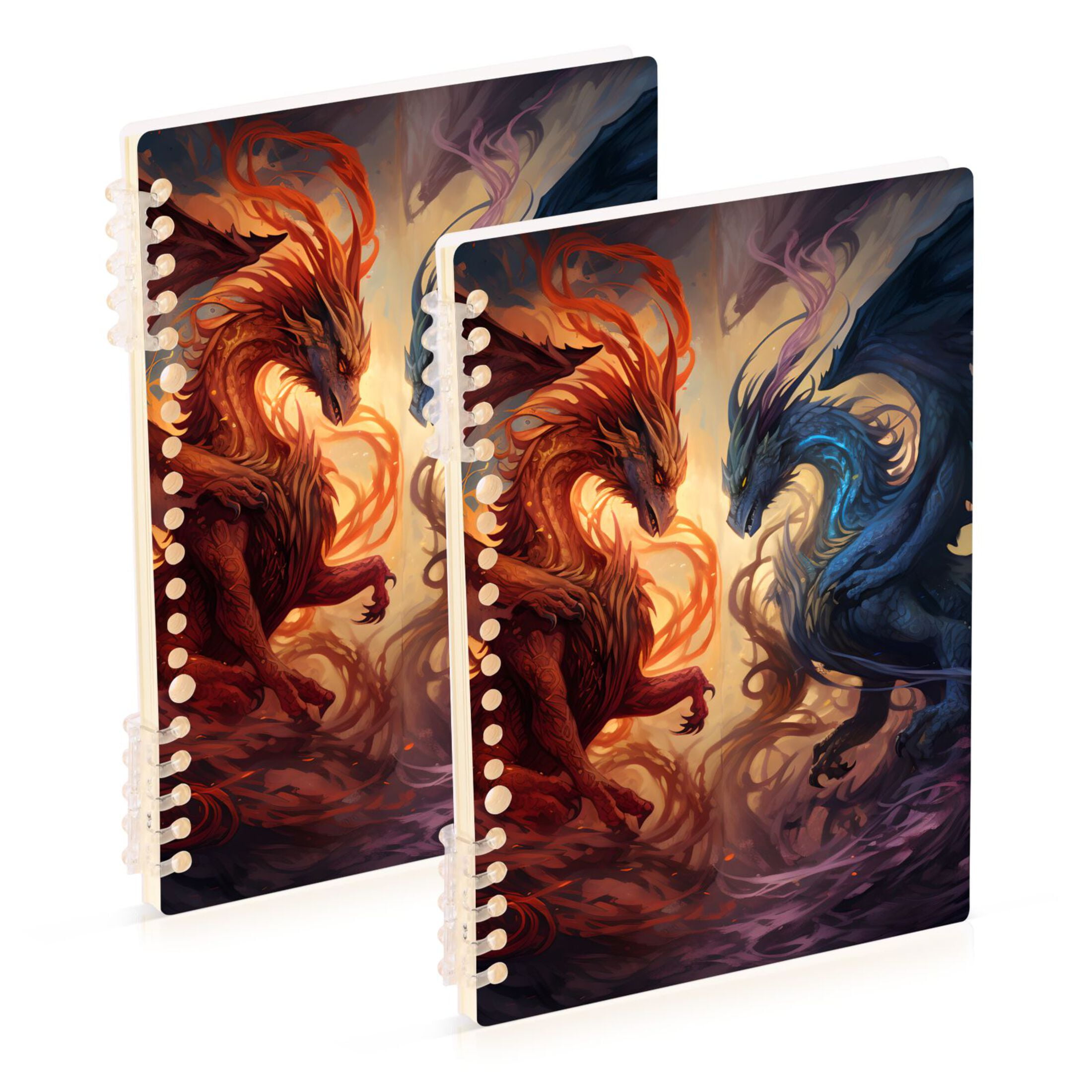 Fantasy Dragons Battle 2 Pcs Spiral Notebooks 60 Sheets 120 Pages A5 ...