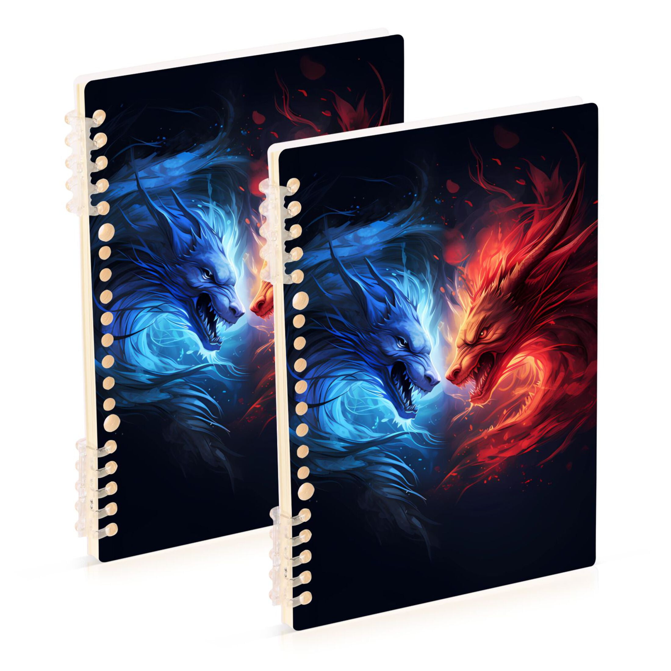 Fantasy Dragons Head 2 Pcs Spiral Notebooks 60 Sheets 120 Pages A5 ...