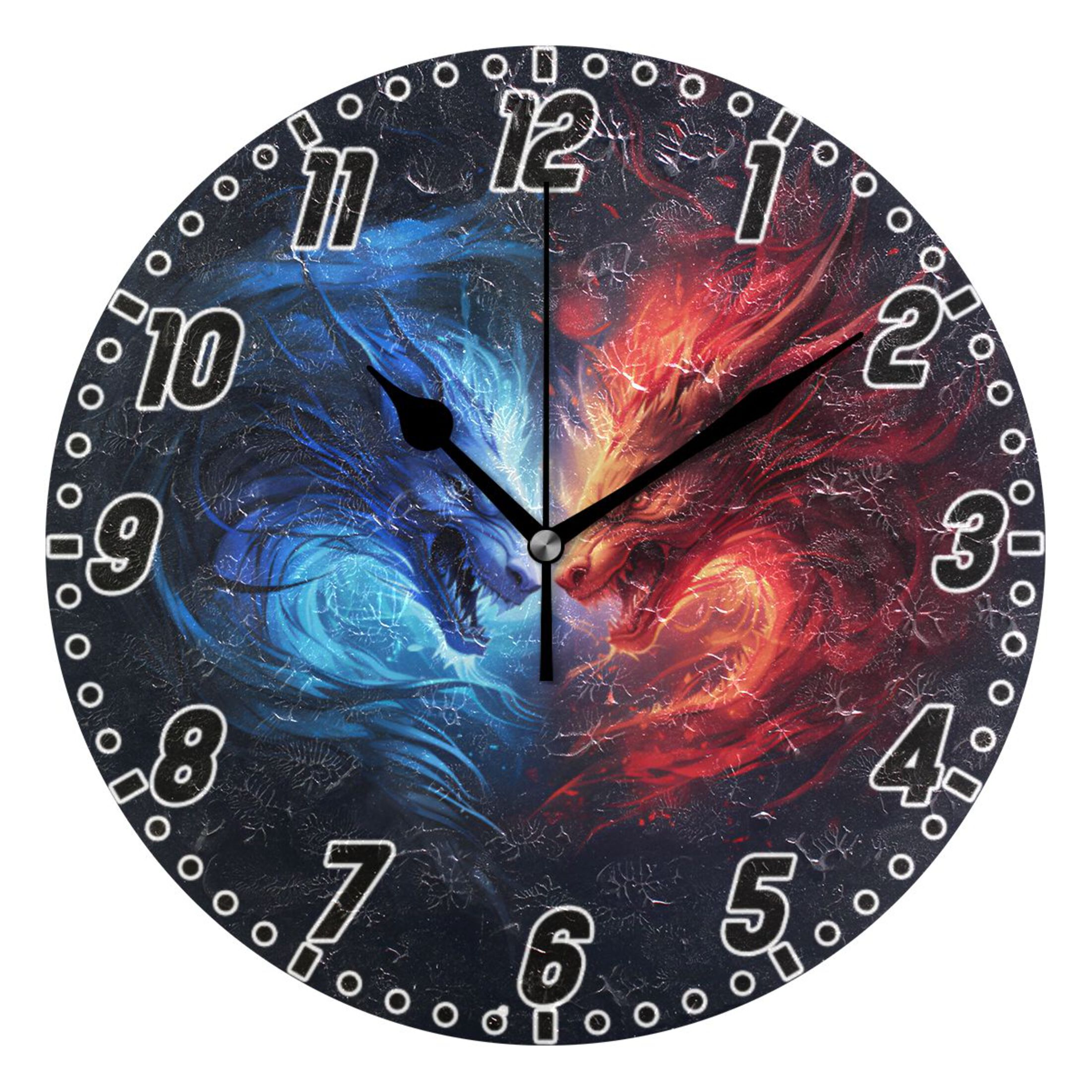 Fantasy Dragons Head Wall Clock 9.8 inch Battery Operated Clocks Non ...