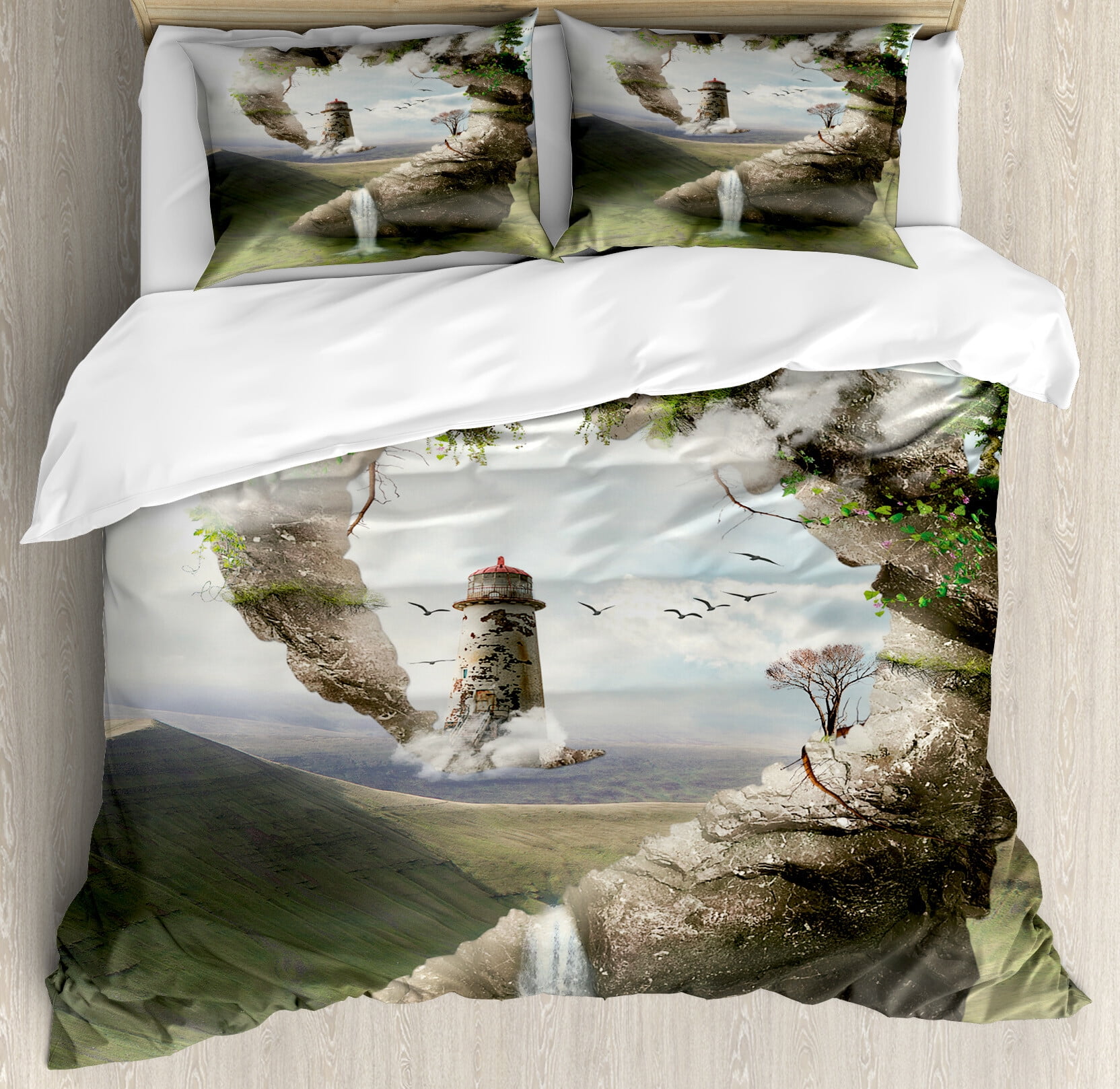 Fantasy Duvet Cover Set, Surrealistic Dreamland Natural Stoned Bridge ...