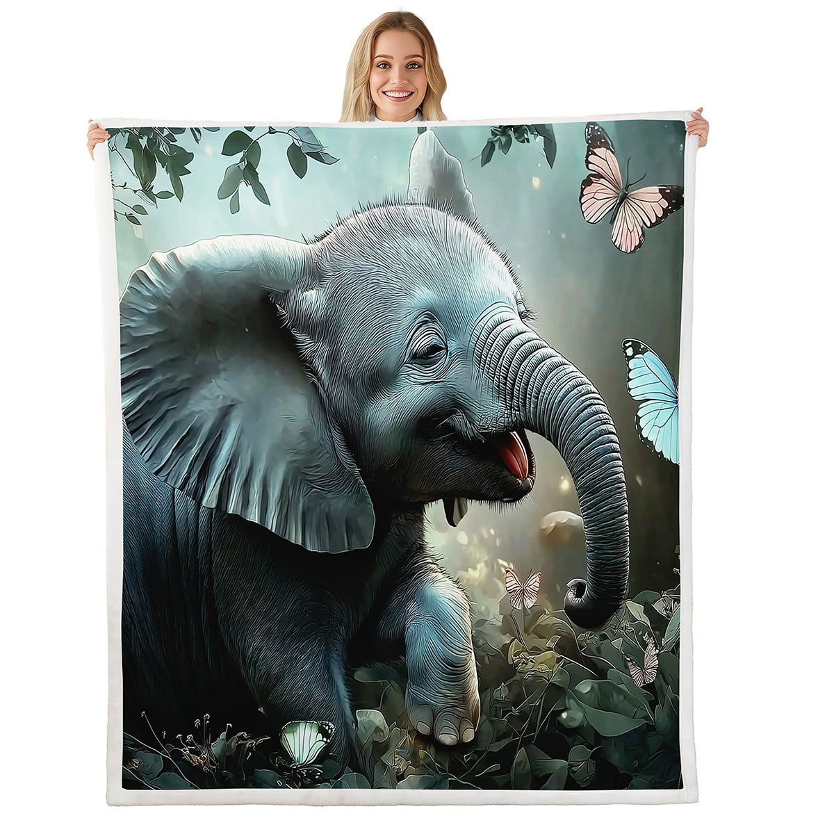Fantasy Elephant Blanket Butterfly Throw Blanket Elephant Gifts Fleece ...