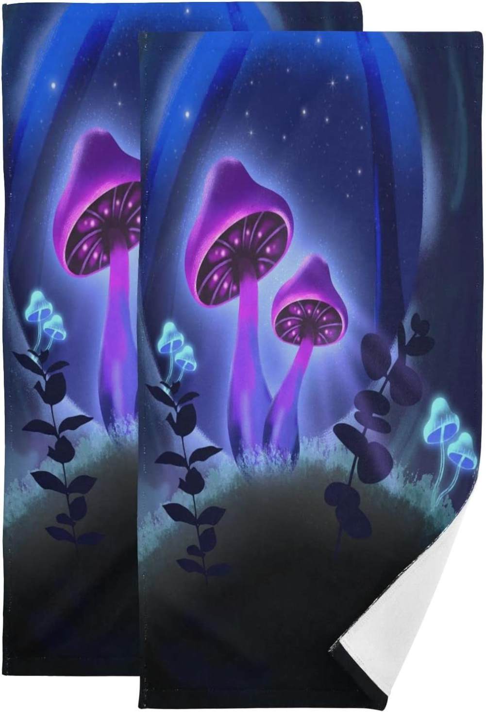 Fantasy Fairy Magic Mushrooms Hand Towels, Purple Kitchen Towel Ultra ...