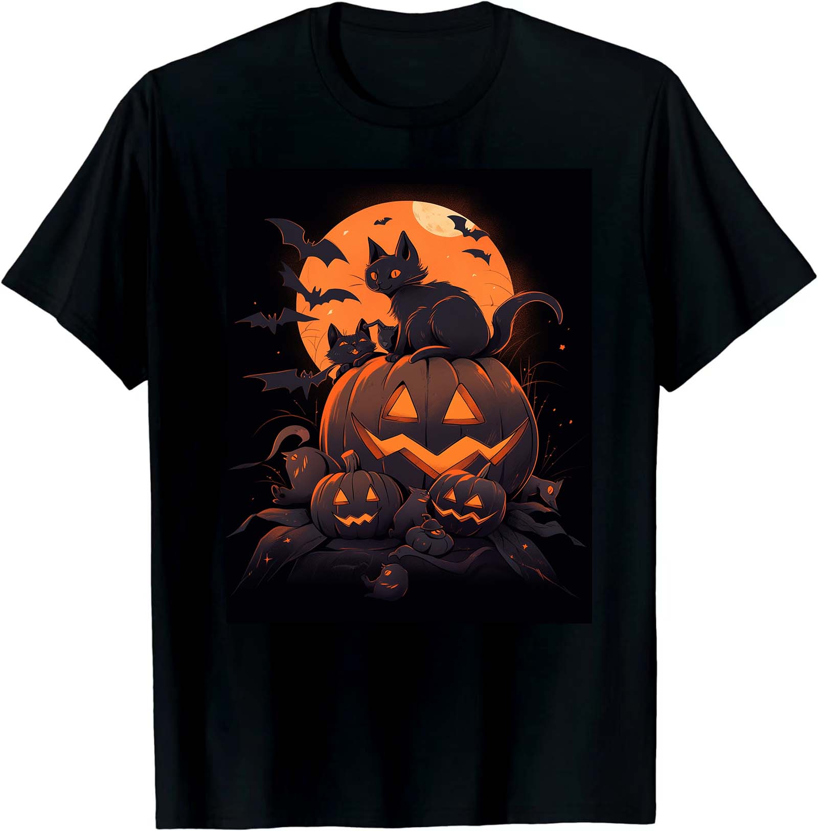 Fantasy Feline Fiesta: Cat, Pumpkin, and Moonlight - Walmart.com
