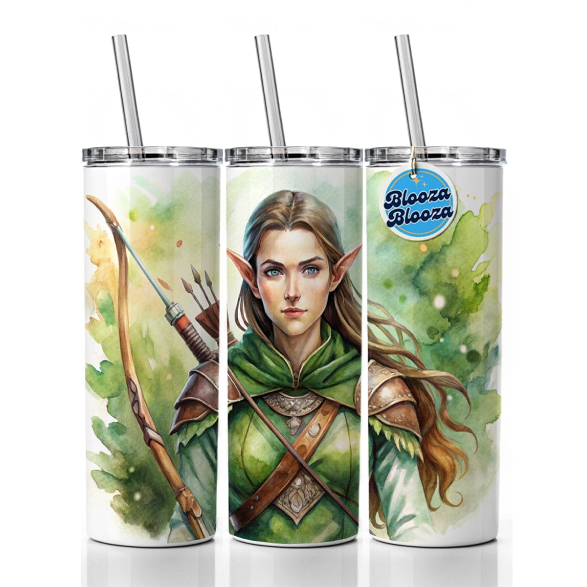 Fantasy Female Elven Ranger Watercolor 20oz Insulated Water Bottle ...