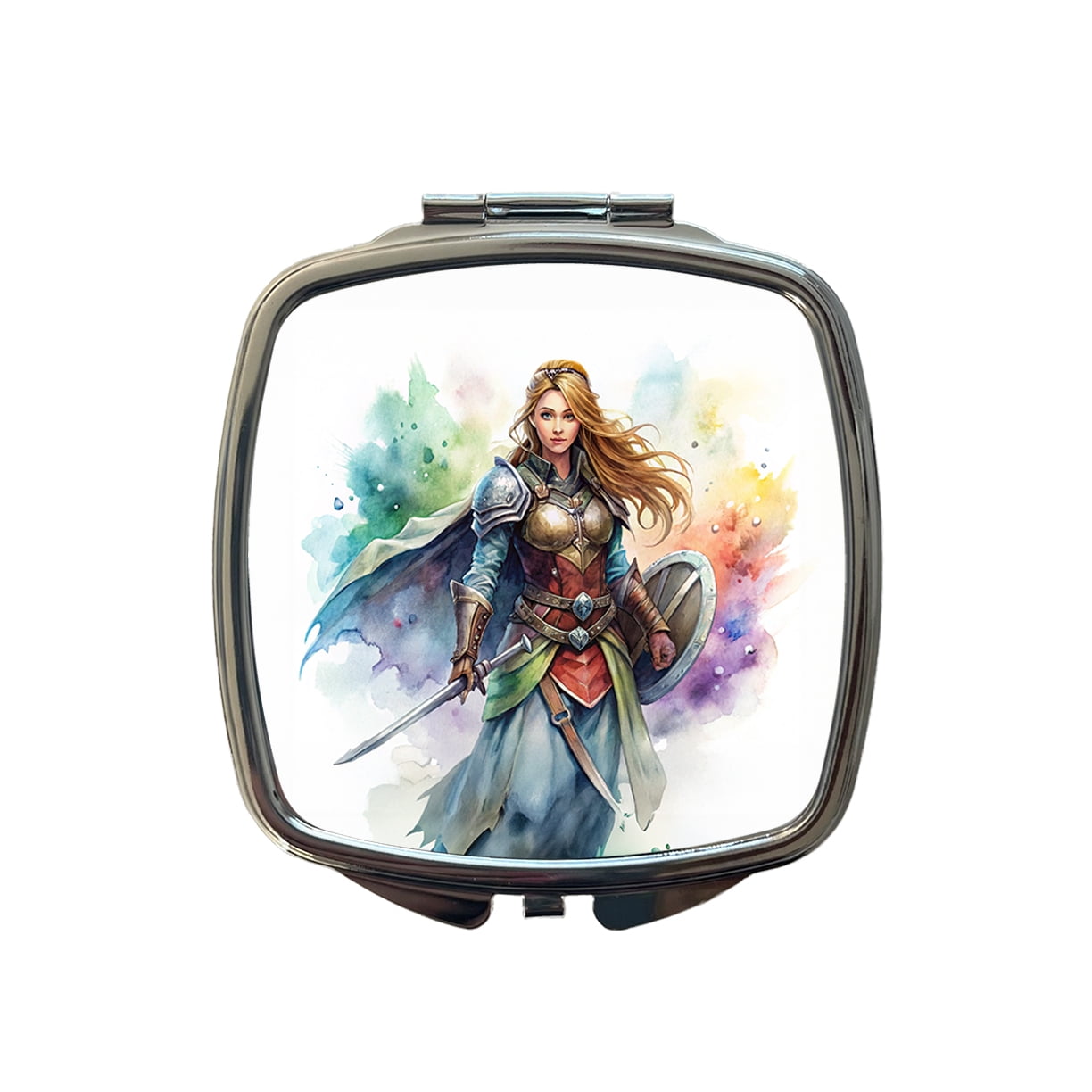 Fantasy Female Fighter Sword Shield-maiden Watercolor Travel Makeup ...