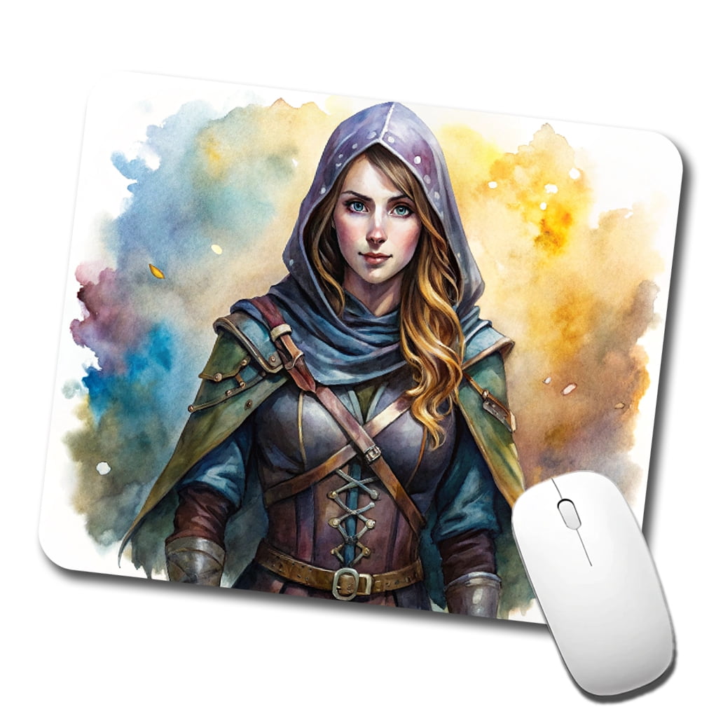 Fantasy Female Thief Rogue Watercolor Mouse Pad Low Profile Gaming Mat ...