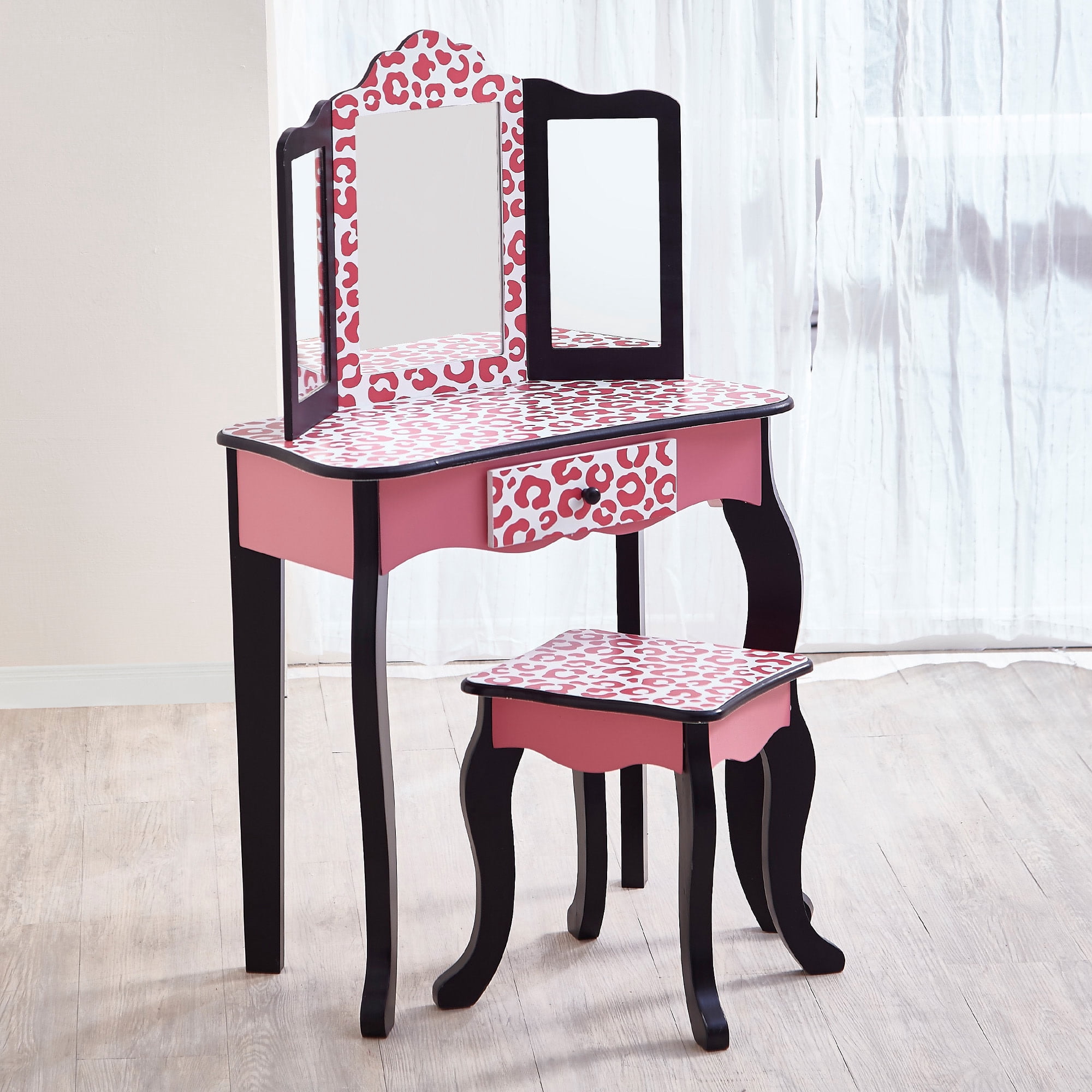 Fantasy Fields Kids Vanity Table Set with Mirror and Stool – Gisele ...
