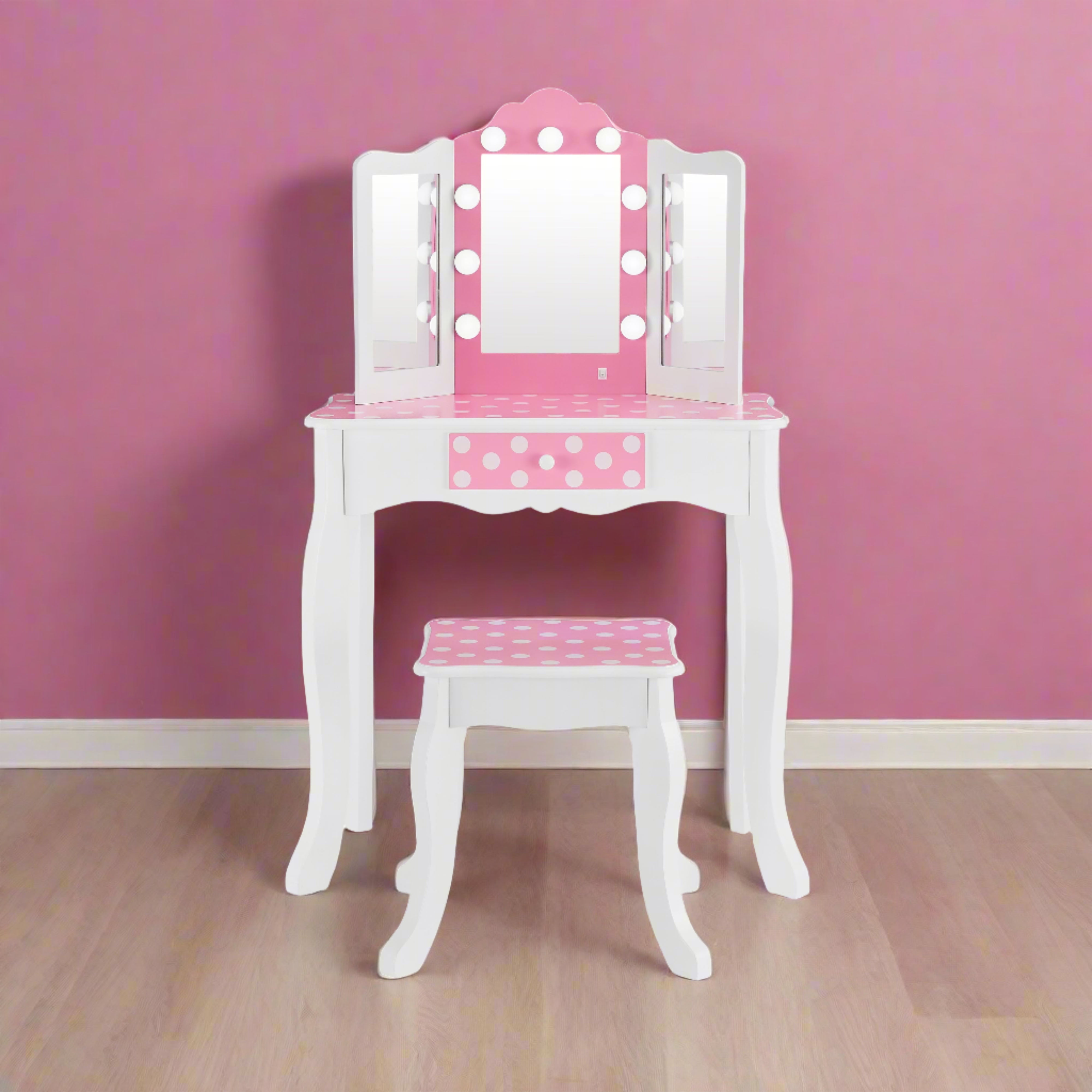 Free Shipping! Fantasy Fields Gisele Polka Dot Kids Vanity Table ...